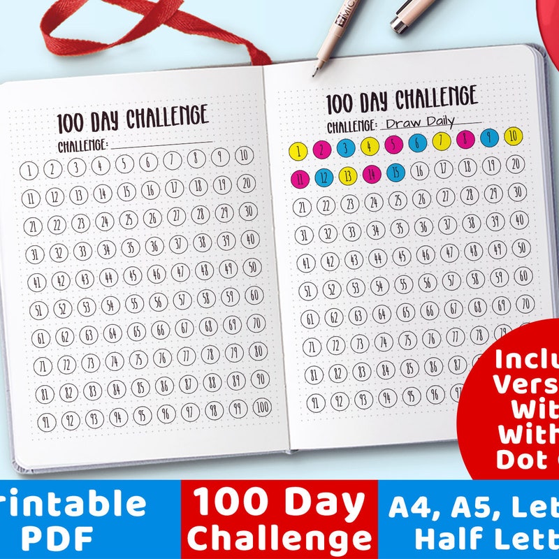 100 Days Habit Project Printable - Etsy