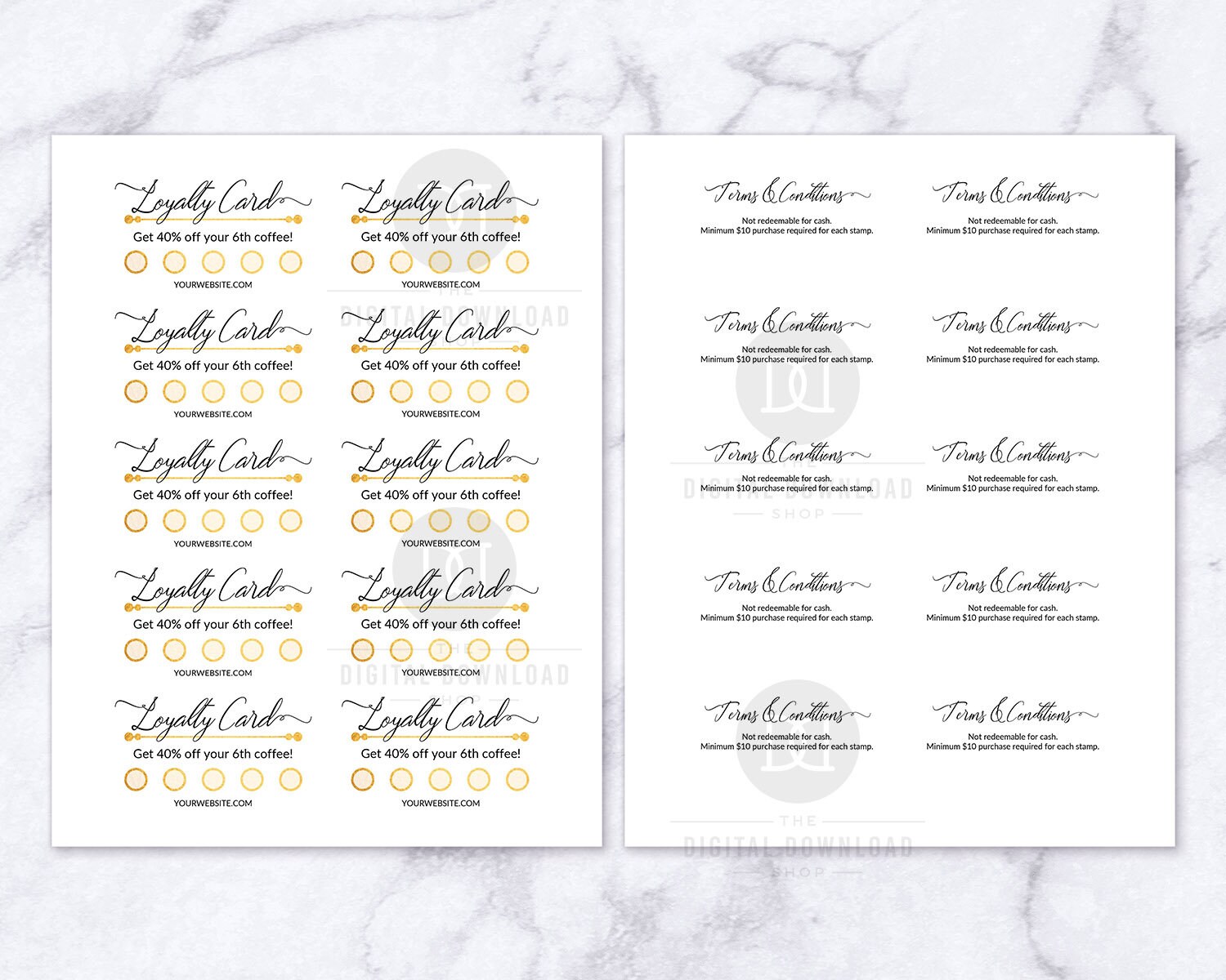 Loyalty Card Template Printable Gold Customer Loyalty Card | Etsy