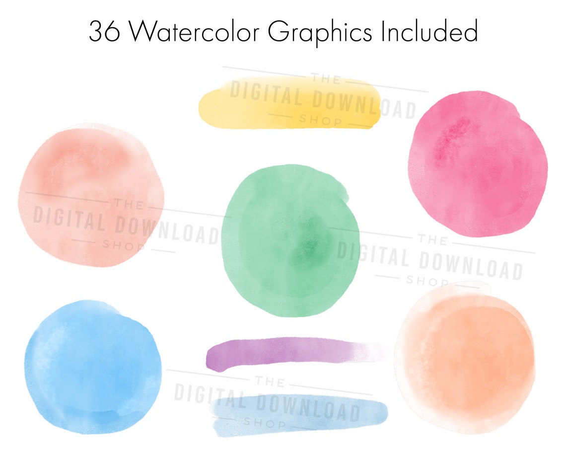 Watercolor Clipart, Watercolor Elements Clipart, Watercolor Shapes ...