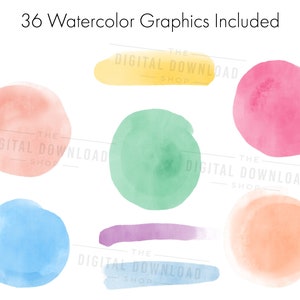 Watercolor Clipart, Watercolor Elements Clipart, Watercolor Shapes ...