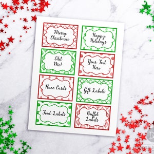 Christmas Labels Printable Red Green, Editable Christmas Gift Labels ...