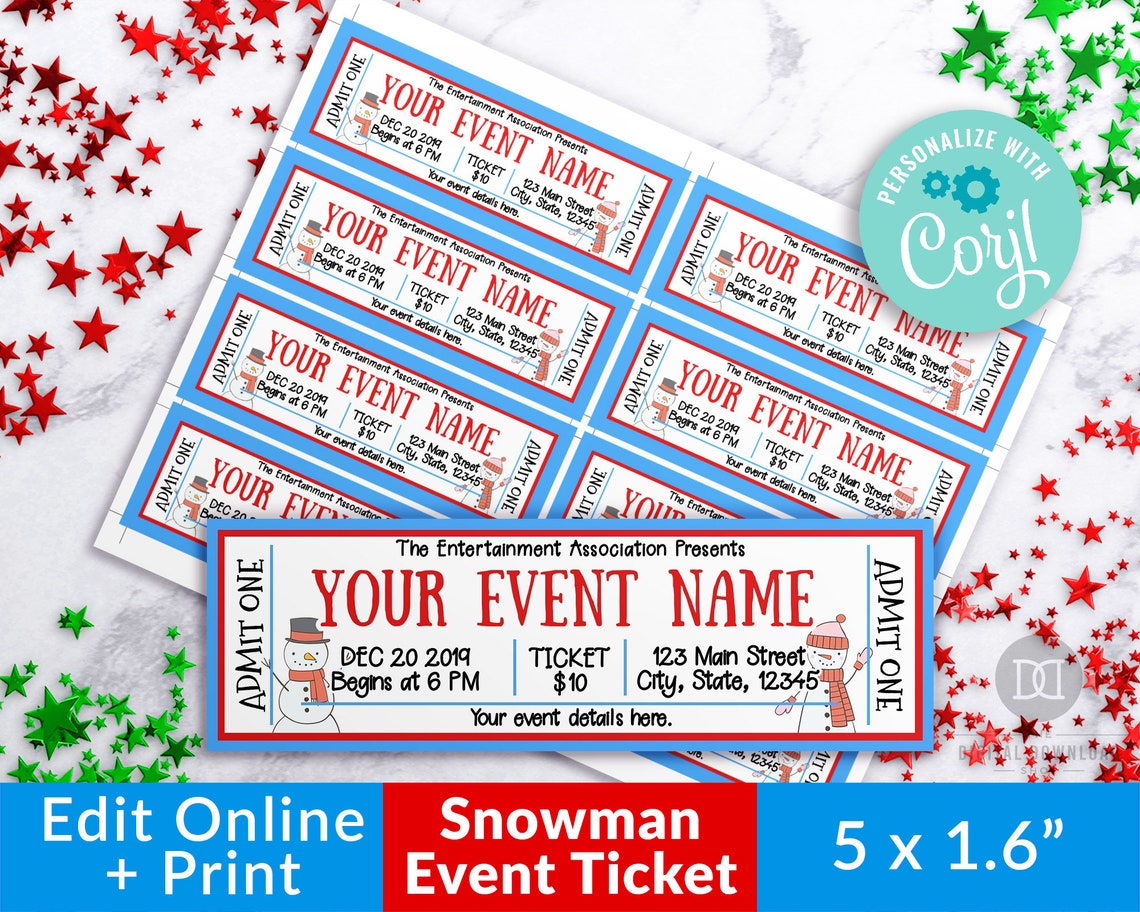 Snowman Christmas Event Ticket Template Editable Event | Etsy
