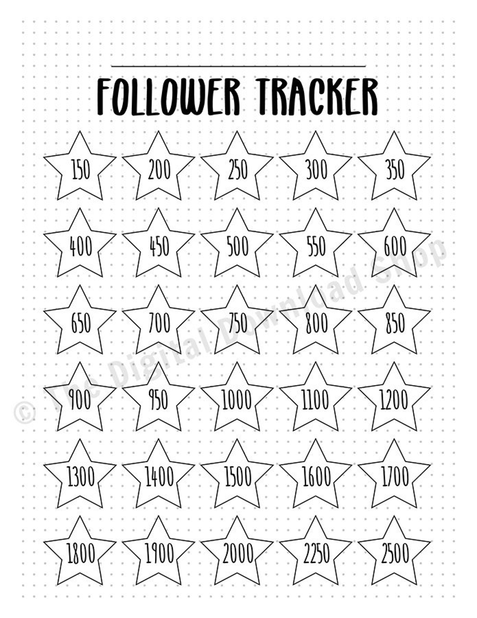 Bujo Journal Follower Growth Tracker Printable, Social Media Planner ...