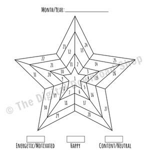 Star Bujo Journal Mood Tracker Printable, Anxiety Tracker Printable ...