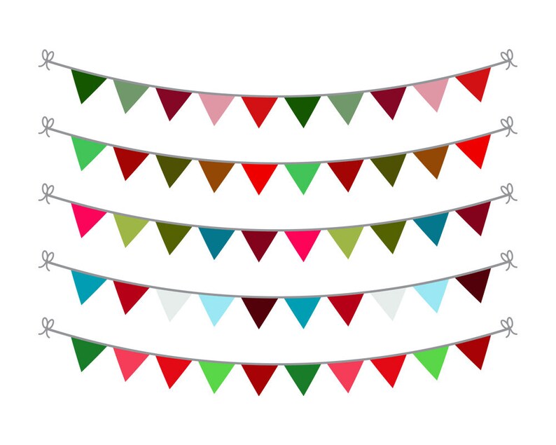 Christmas Bunting Clipart Christmas Clipart Holiday Bunting | Etsy