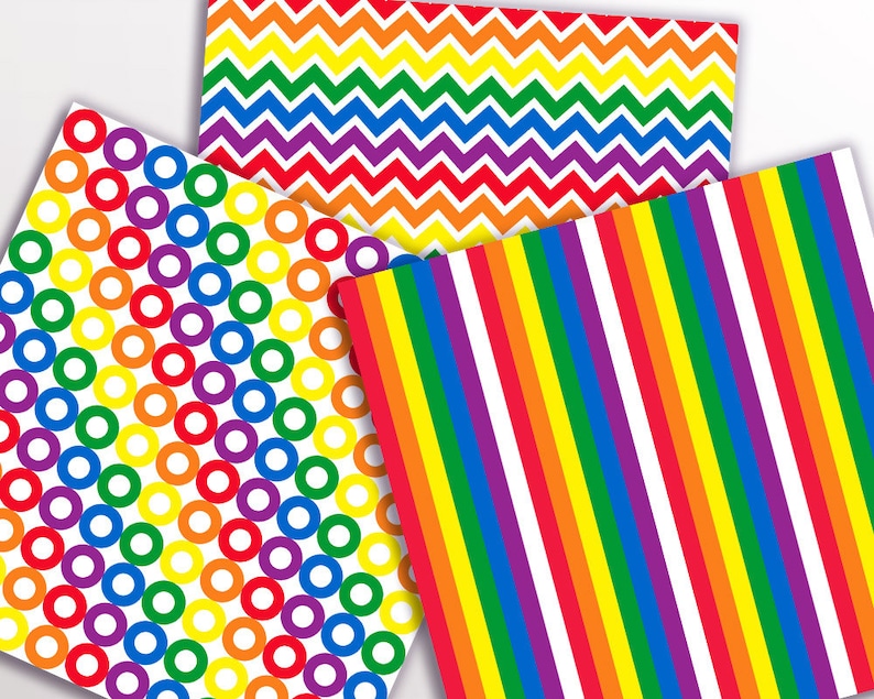 Rainbow Digital Papers, Rainbow Patterns, Seamless Birthday Digital ...