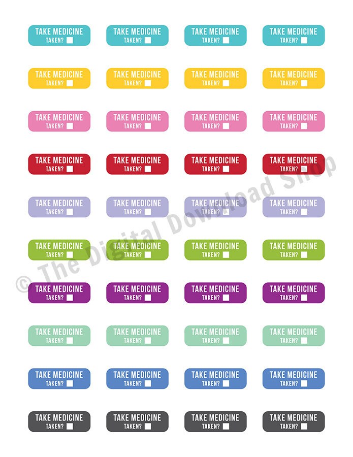 Take Medicine Reminder Stickers Take Vitamins Reminder | Etsy