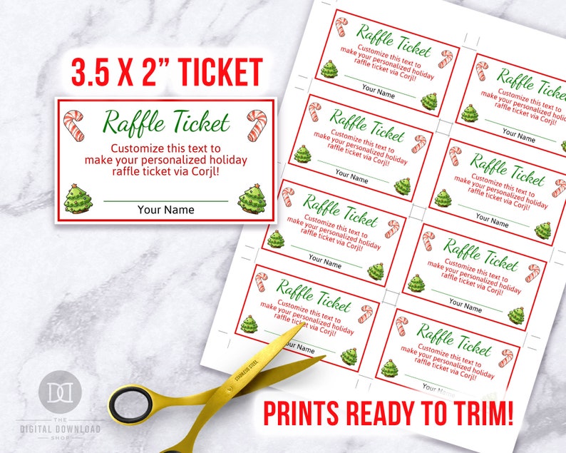 Raffle Ticket Template Christmas Editable, Holiday Raffle Tickets ...
