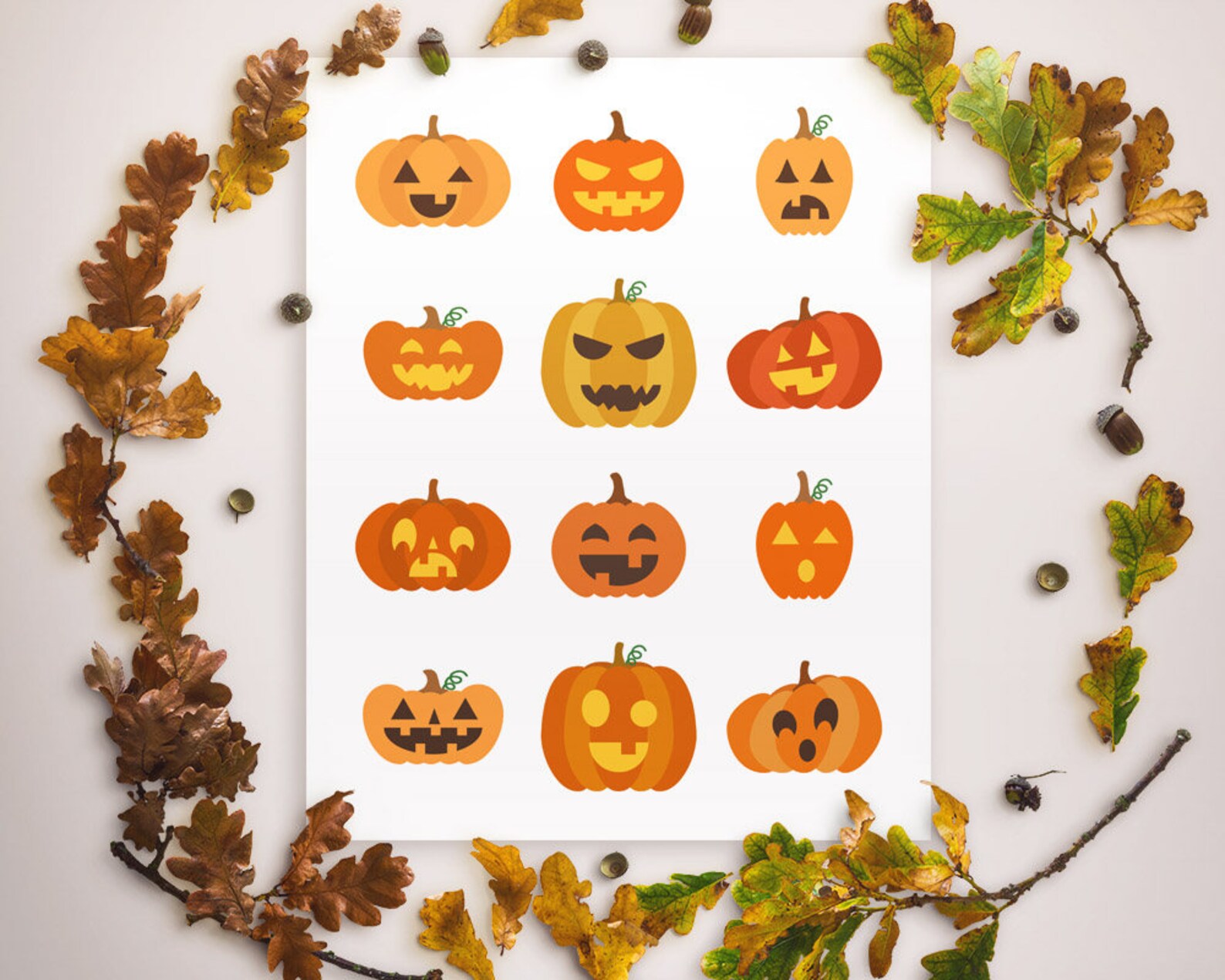 12 Jack O' Lanterns Clipart Pumpkin SVG Fall Clipart - Etsy