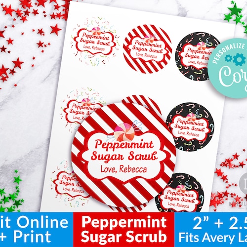 Sugar Scrub Labels Peppermint Editable Printable Christmas - Etsy