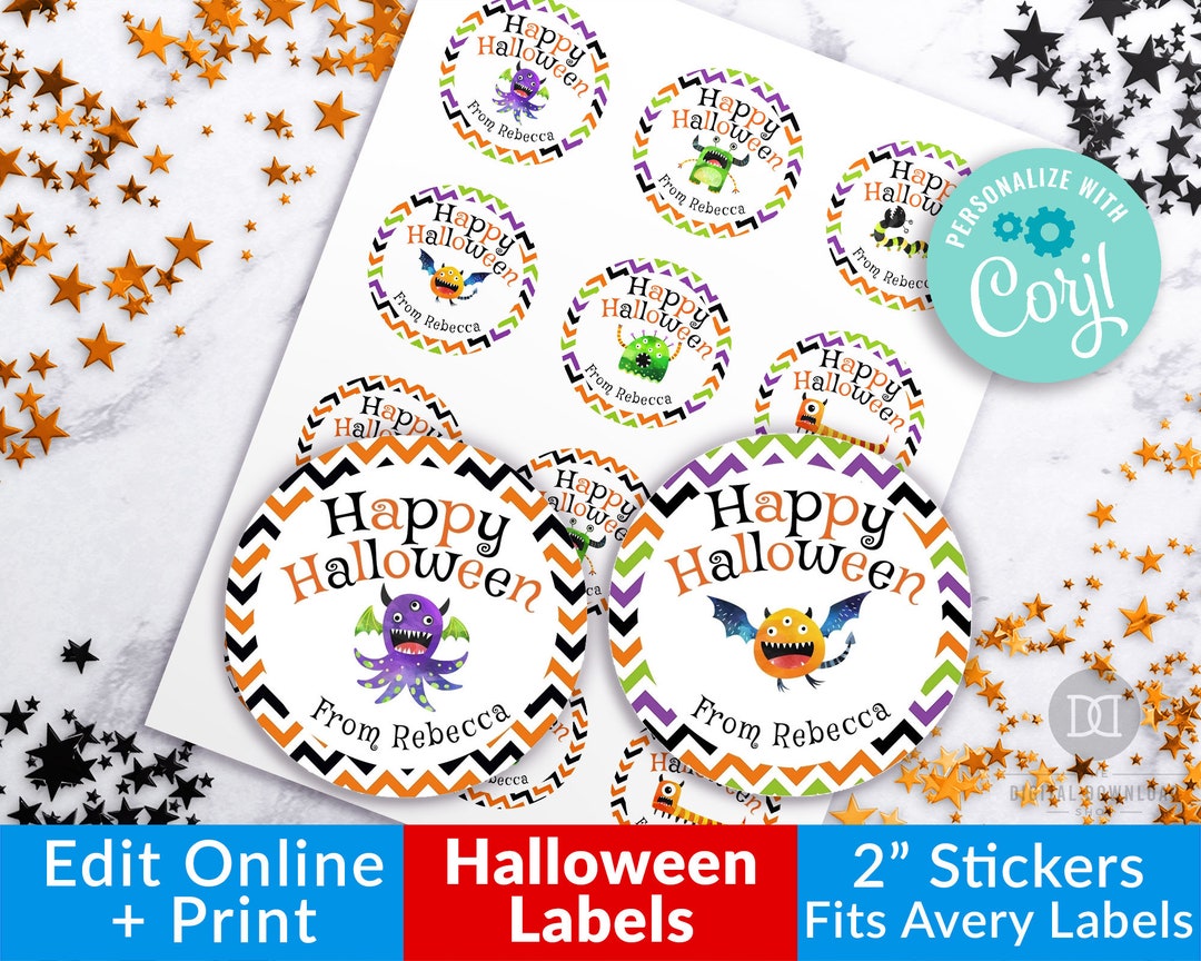 Halloween Circle Labels Editable, Printable Halloween Stickers ...