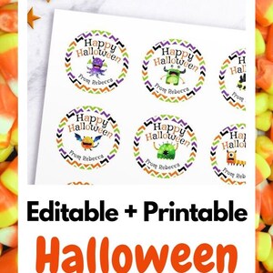Halloween Circle Labels Editable, Printable Halloween Stickers ...