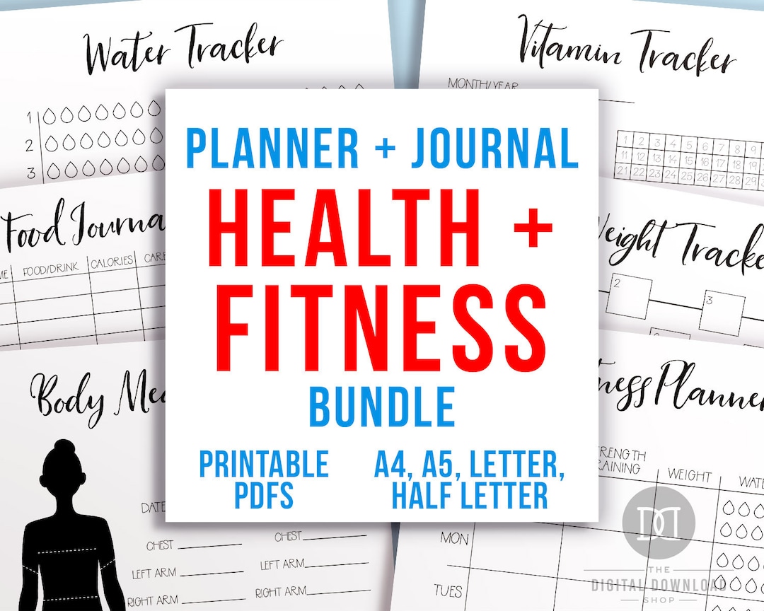 Bullet Journal Health and Fitness Planner Printable Bundle, Weight Loss ...