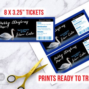 Swan Lake Ballet Ticket Template, Printable Tickets, Christmas Ballet ...