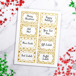 Gold Christmas Labels Template Editable, Printable Christmas Gift ...