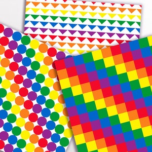 Rainbow Digital Papers, Rainbow Patterns, Seamless Birthday Digital ...