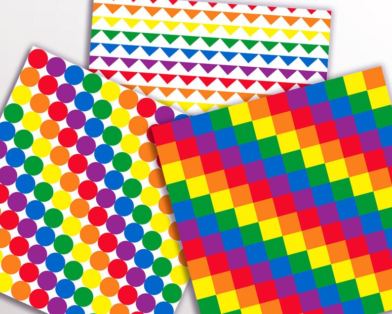 Rainbow Digital Papers, Rainbow Patterns, Seamless Birthday Digital ...