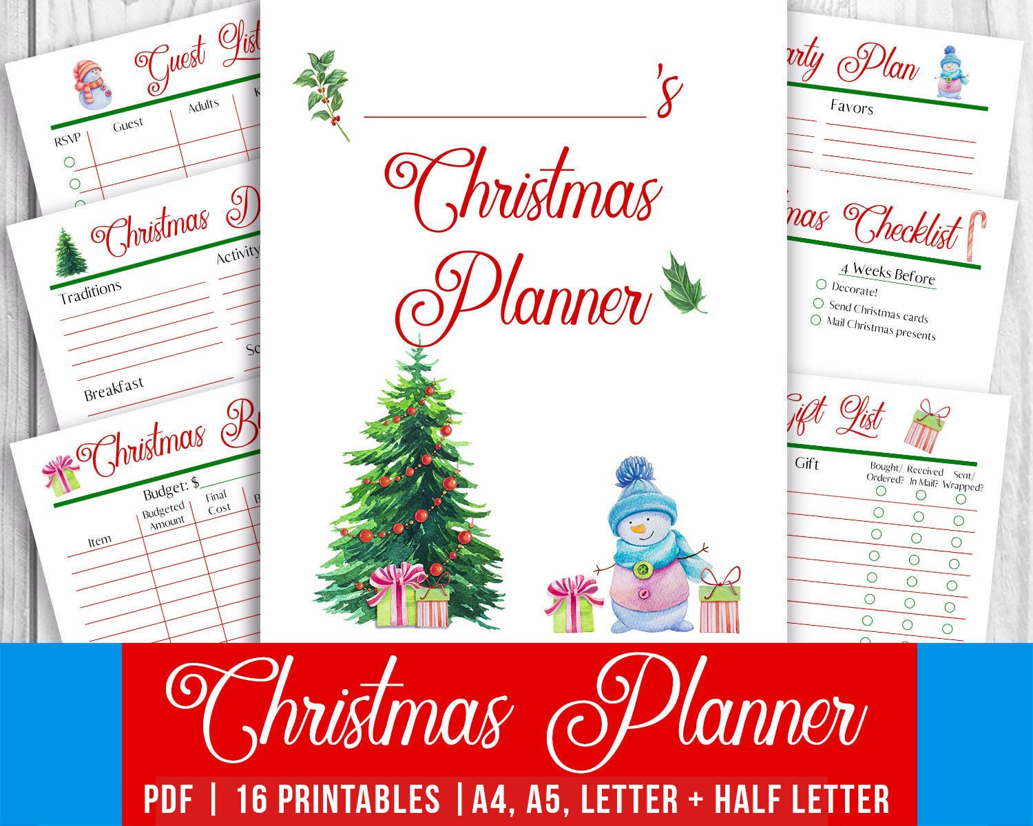 Christmas Planner Printable Printable Christmas Planner Kit | Etsy