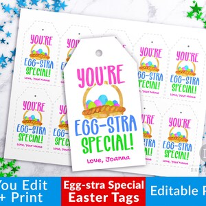 Easter Tags Printable, Egg-stra Special Easter Tags Editable, Easter ...