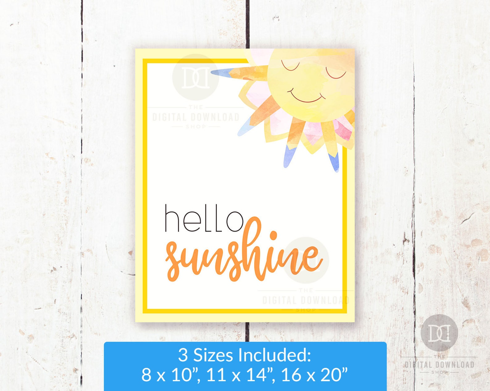 Hello Sunshine Printable Wall Art Sunshine Wall Art Summer | Etsy