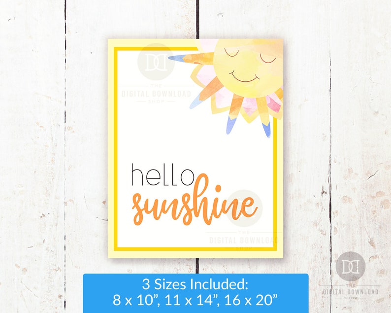 Hello Sunshine Printable Wall Art Sunshine Wall Art Summer | Etsy