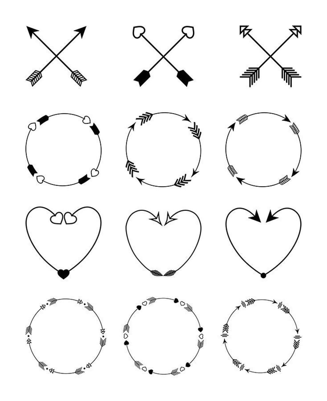 12 Arrows Clipart, Arrow Wreath Clipart, Rustic Arrow Clipart, Crossed ...