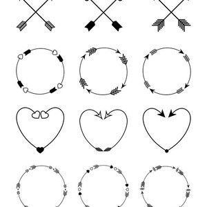 12 Arrows Clipart, Arrow Wreath Clipart, Rustic Arrow Clipart, Crossed ...