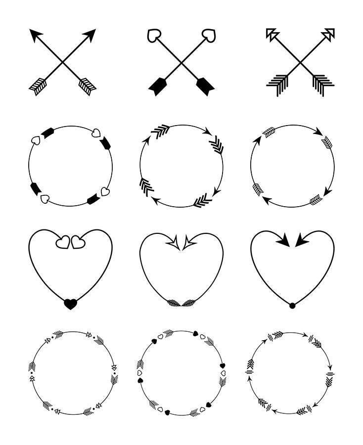 12 Arrows Clipart Arrow Wreath Clipart Rustic Arrow Clipart - Etsy