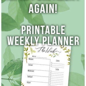 Weekly Planner Printable- Watercolor Greenery, Weekly Schedule, Weekly ...