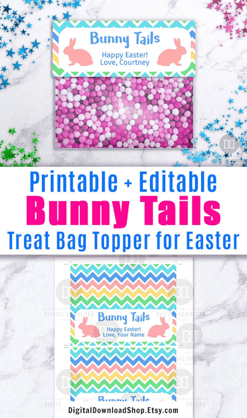 Bunny Tails Bag Topper Printable Editable Easter Treat Bag - Etsy