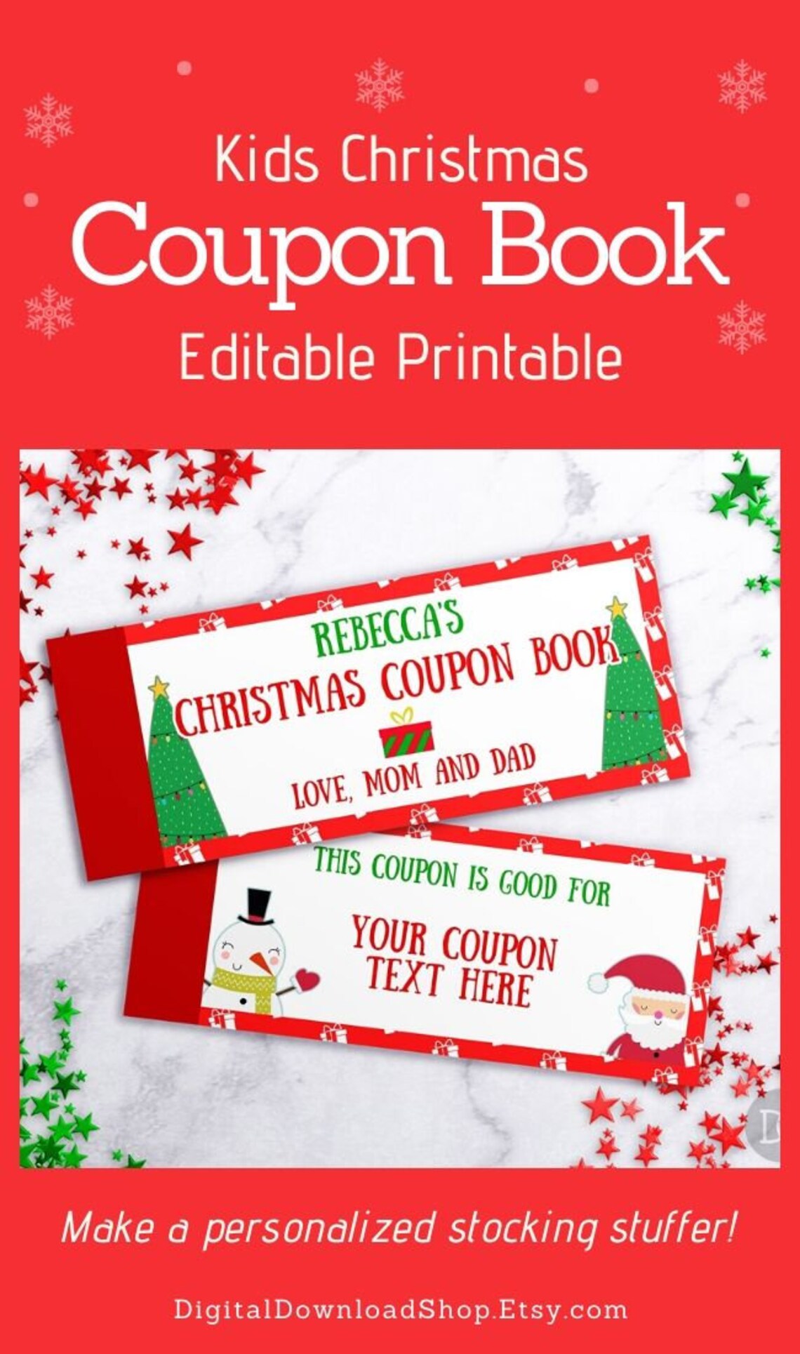 Kids Christmas Coupon Book Template Kids Coupon Book | Etsy