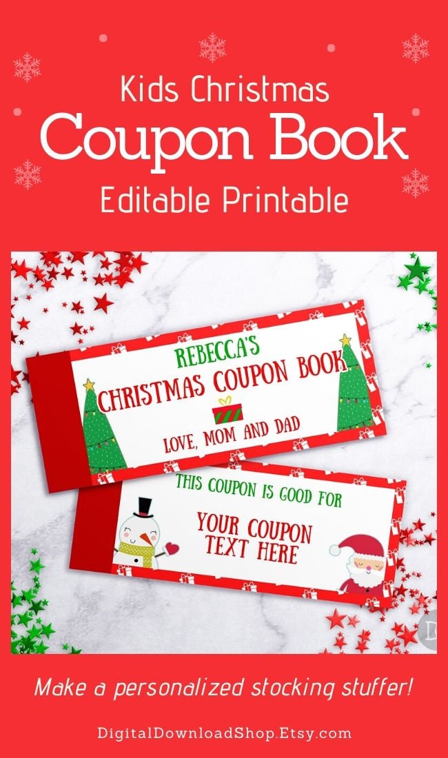 Kids Christmas Coupon Book Template Kids Coupon Book | Etsy