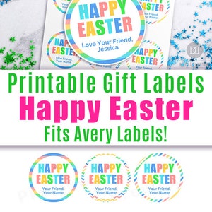 Happy Easter Labels Printable, Easter Stickers Printable, Editable ...