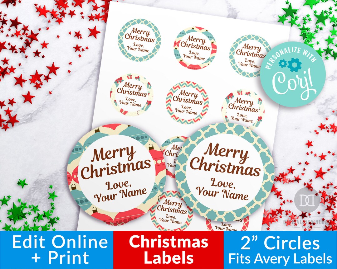 Christmas Gift Stickers Editable Vintage, Printable Holiday Labels ...