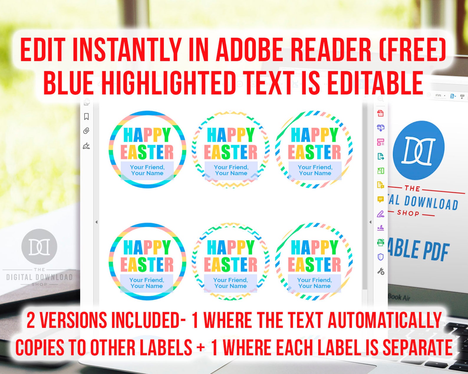 Happy Easter Labels Printable, Easter Stickers Printable, Editable ...