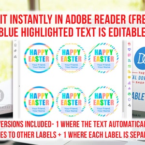 Happy Easter Labels Printable, Easter Stickers Printable, Editable ...