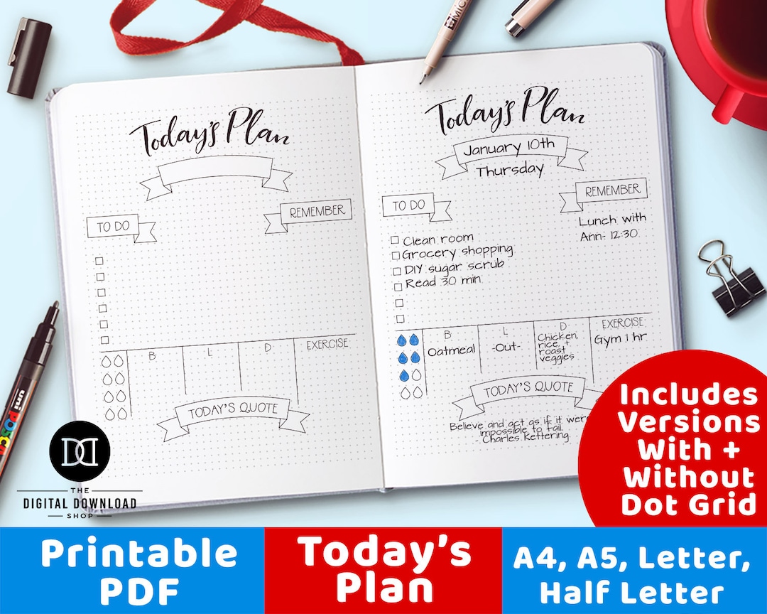 Daily Planner Printable, Bujo Journal Daily Log Printable, Bujo Daily ...