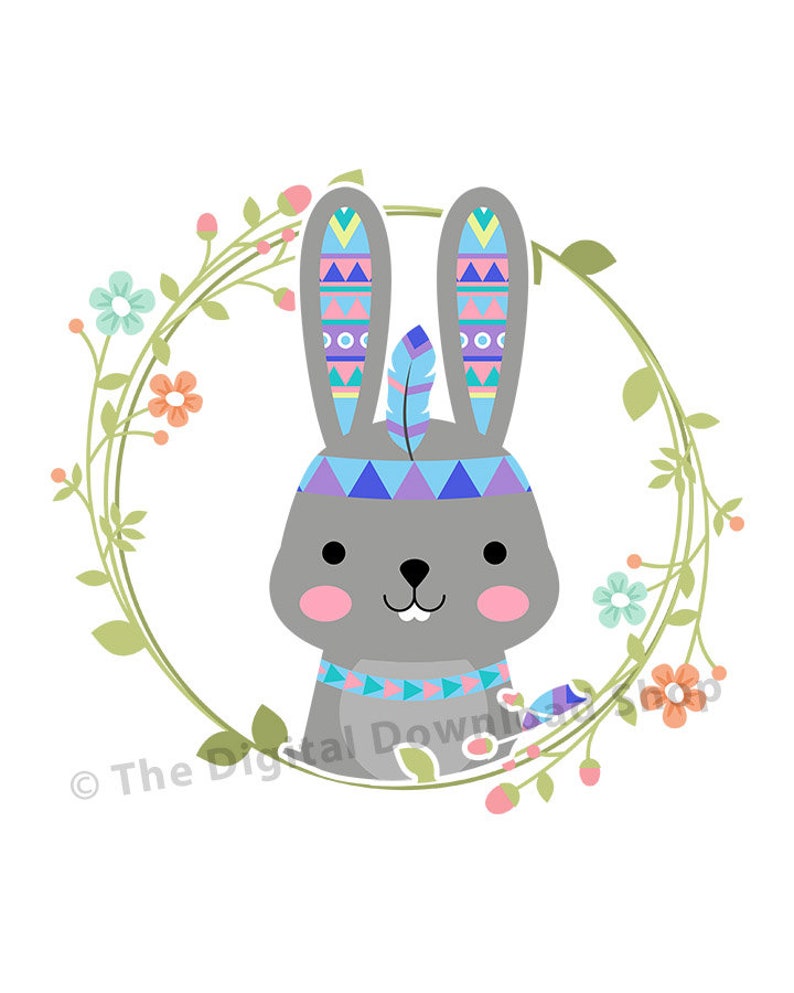 Tribal Rabbit Printable Rabbit Nursery Decor Rabbit Print | Etsy