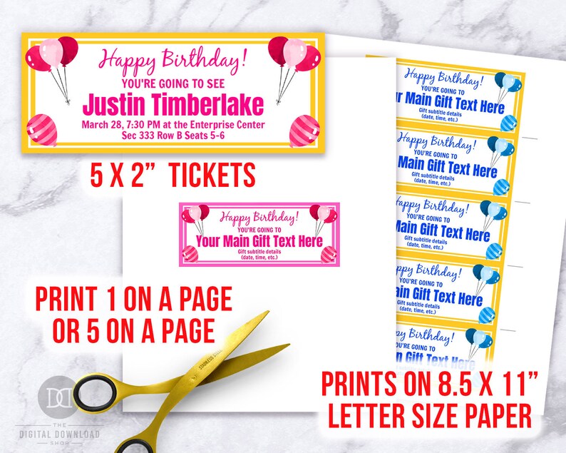 Birthday Event Tickets Template Printable Editable Event - Etsy