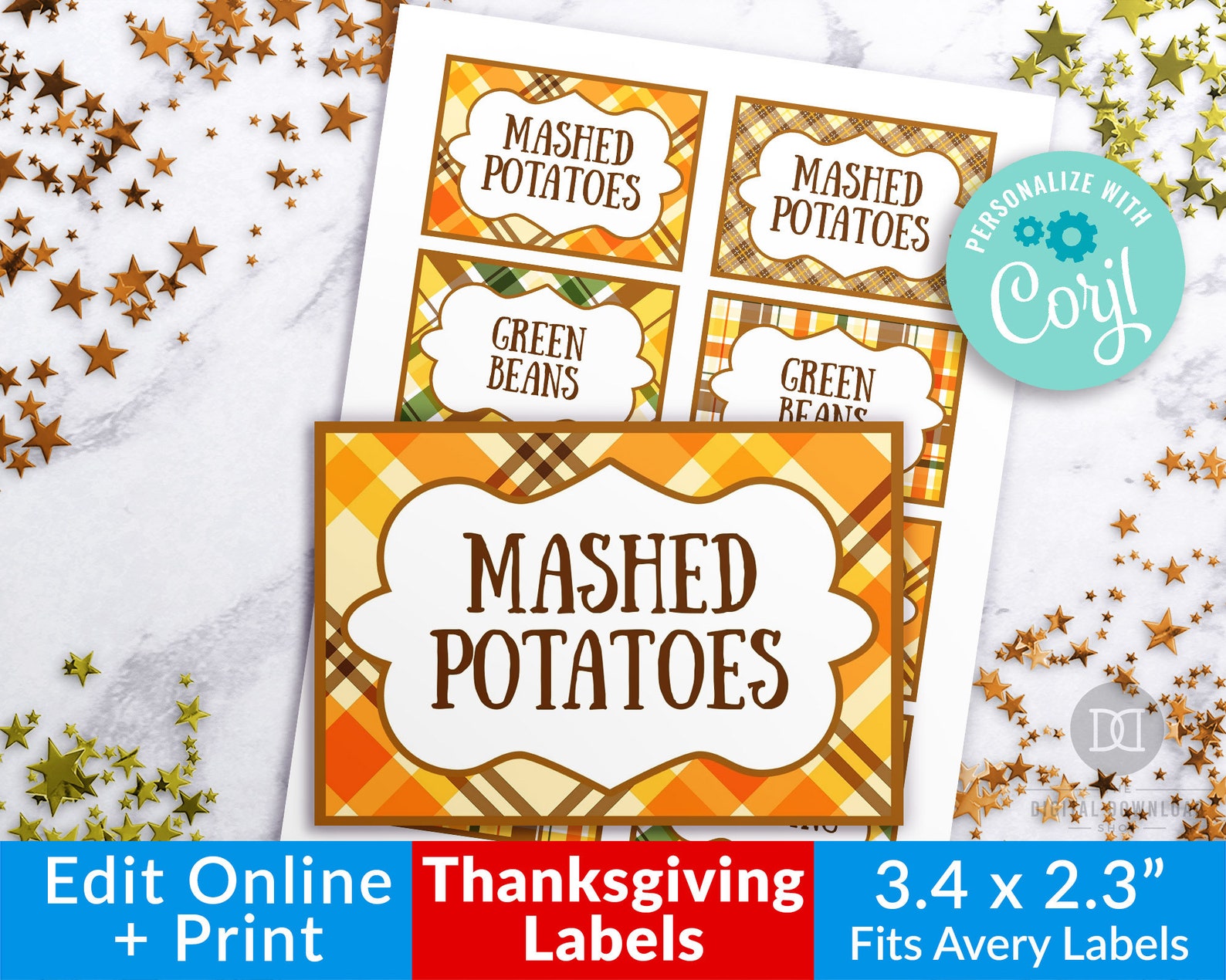 Thanksgiving Labels Template Printable, Editable Thanksgiving Tags ...