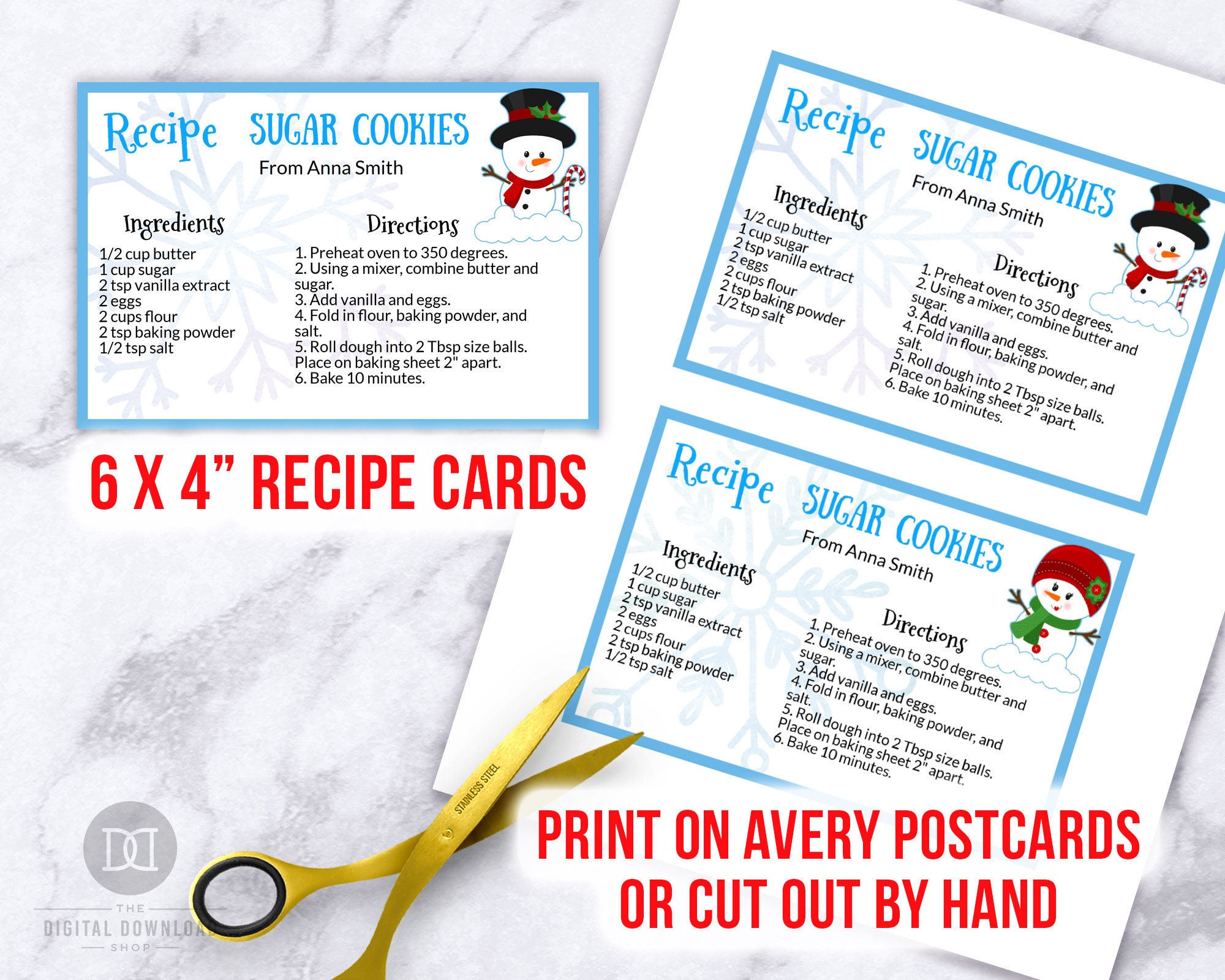 Christmas Cookie Recipe Card Template Printable Editable | Etsy