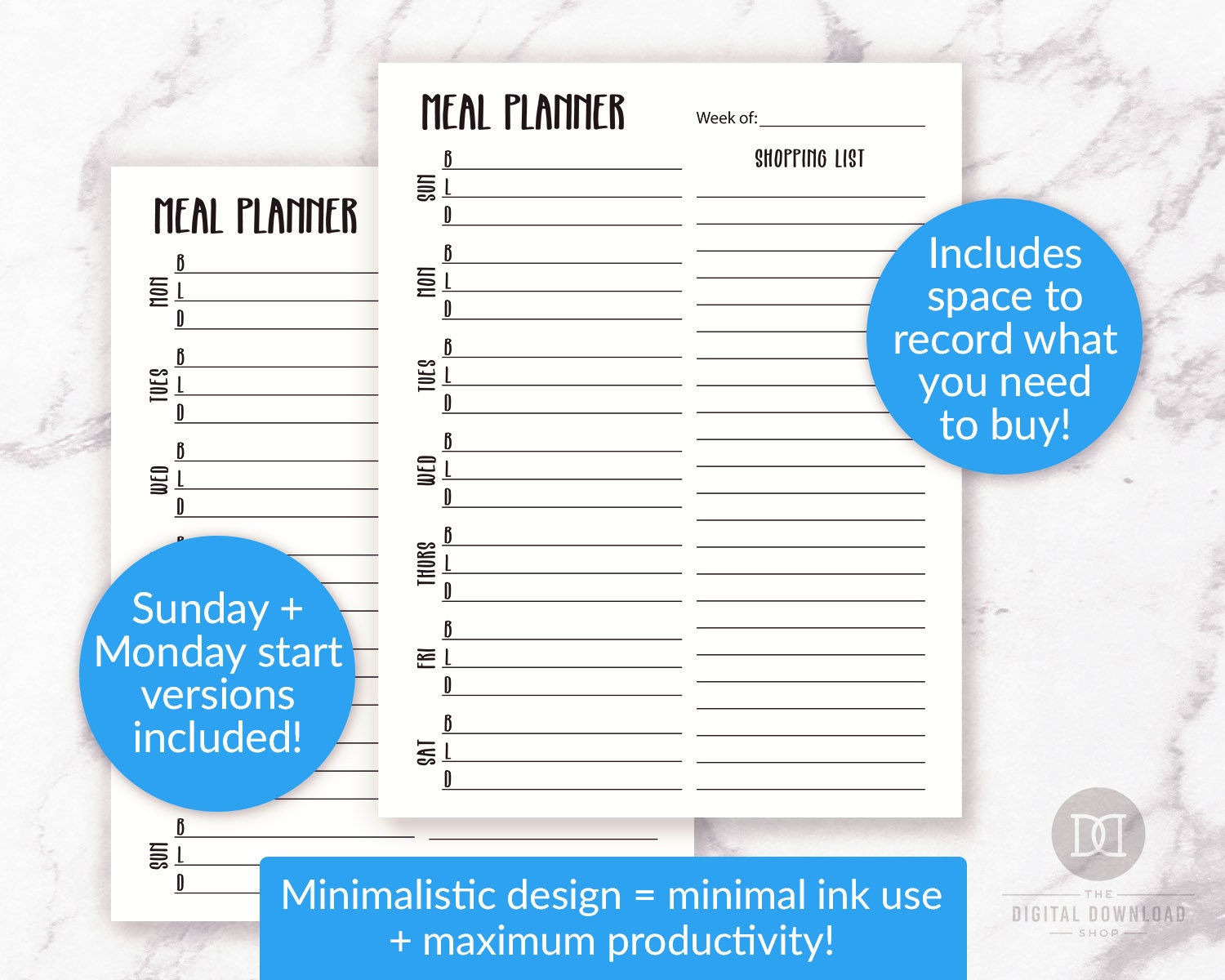 Meal Planner Printable Bullet Journal Menu Planner Shopping | Etsy