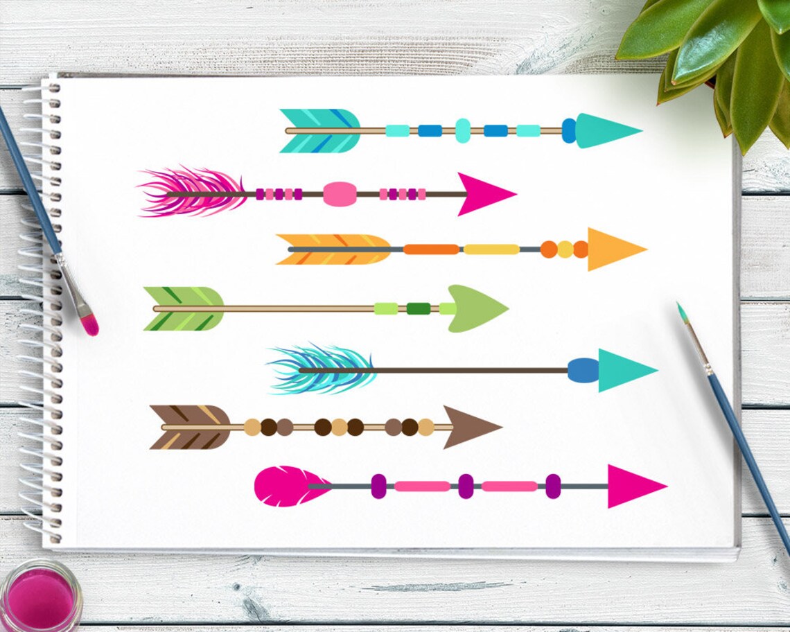 25 Colorful Arrows Clipart, Tribal Arrow Clipart, Boho Arrows Clipart ...