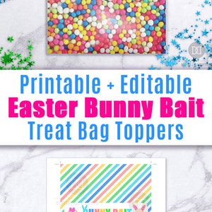 Bunny Bait Bag Toppers Printable Stripes, Editable Bunny Bait Printable ...