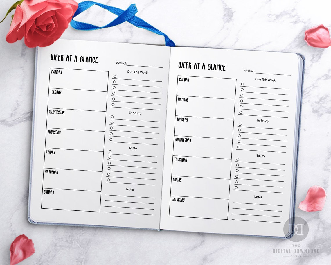 Academic Weekly Planner Printable, Bujo Journal Weekly Planner ...