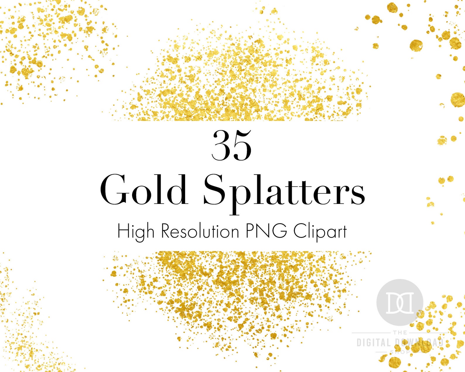 Gold Splatters Clipart Gold Digital Paint Splatter Overlays | Etsy