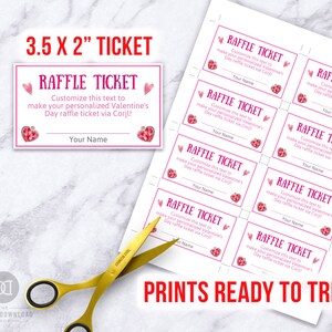 Valentine's Raffle Ticket Template, Printable Valentine's Day Raffle ...