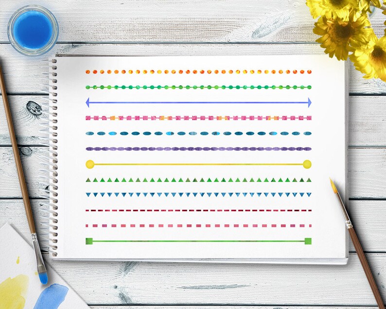18 Watercolor Simple Line Dividers Clipart, Watercolor Clipart, Text ...
