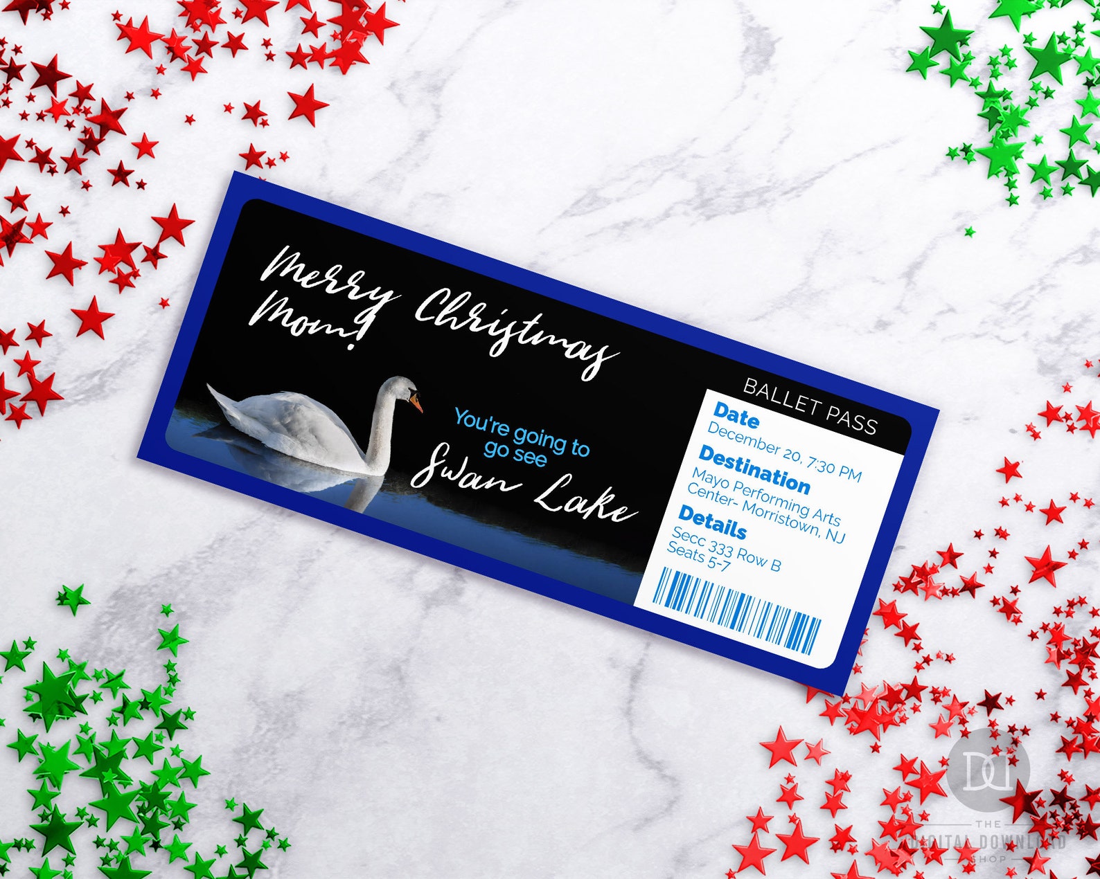 Swan Lake Ballet Ticket Template, Printable Tickets, Christmas Ballet ...