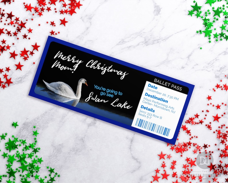 Swan Lake Ballet Ticket Template, Printable Tickets, Christmas Ballet ...
